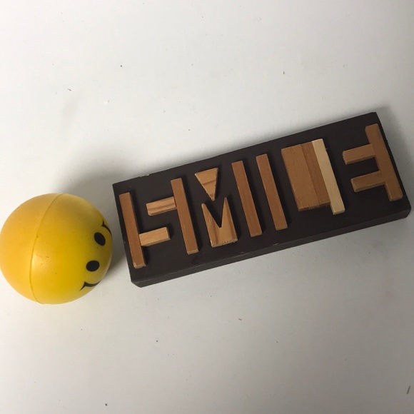 Office | Smile Face Wooden Block | Poshmark